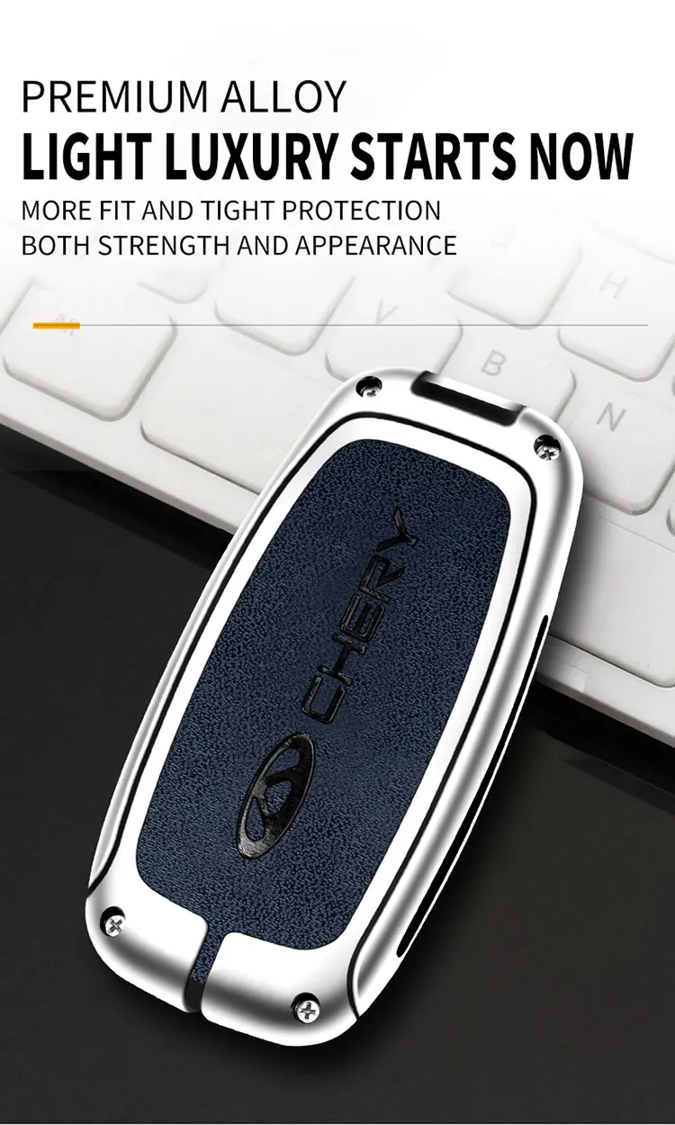 Zinc Alloy Leather Key Case for Chery Tiggo 7 & 8 Pro