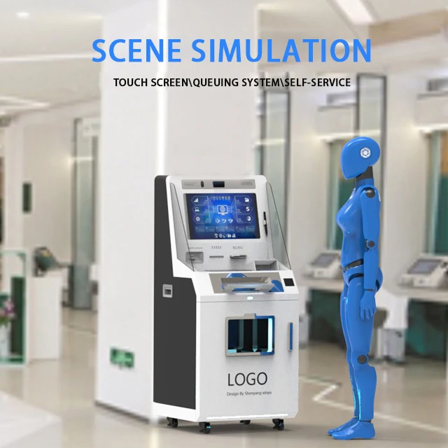Custom New Design Dual Touch Screen Self-service Terminal Queuing Print ...