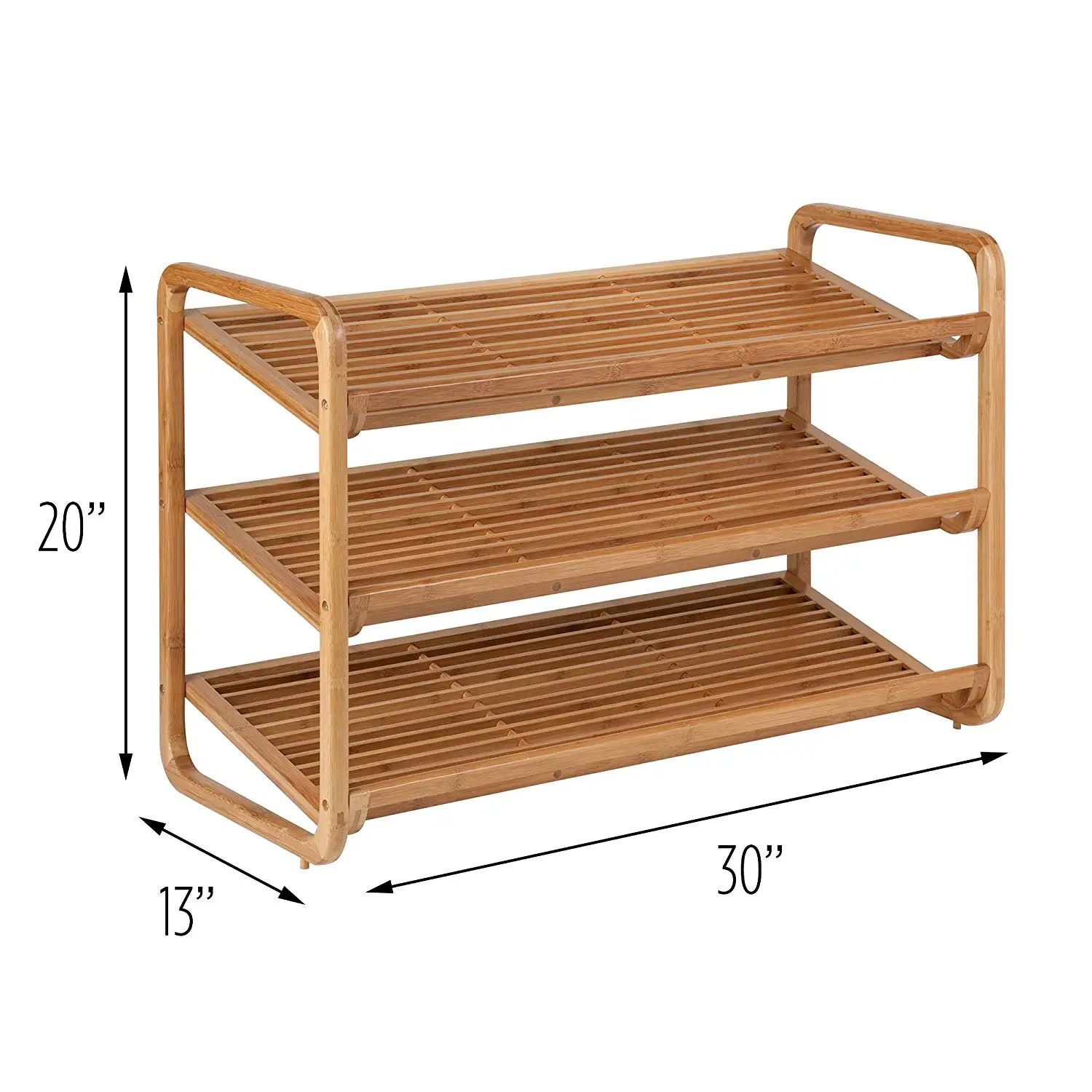 Simple Design 3-Tier Bamboo Shoe Rack Stackable Storage Organizer for ...