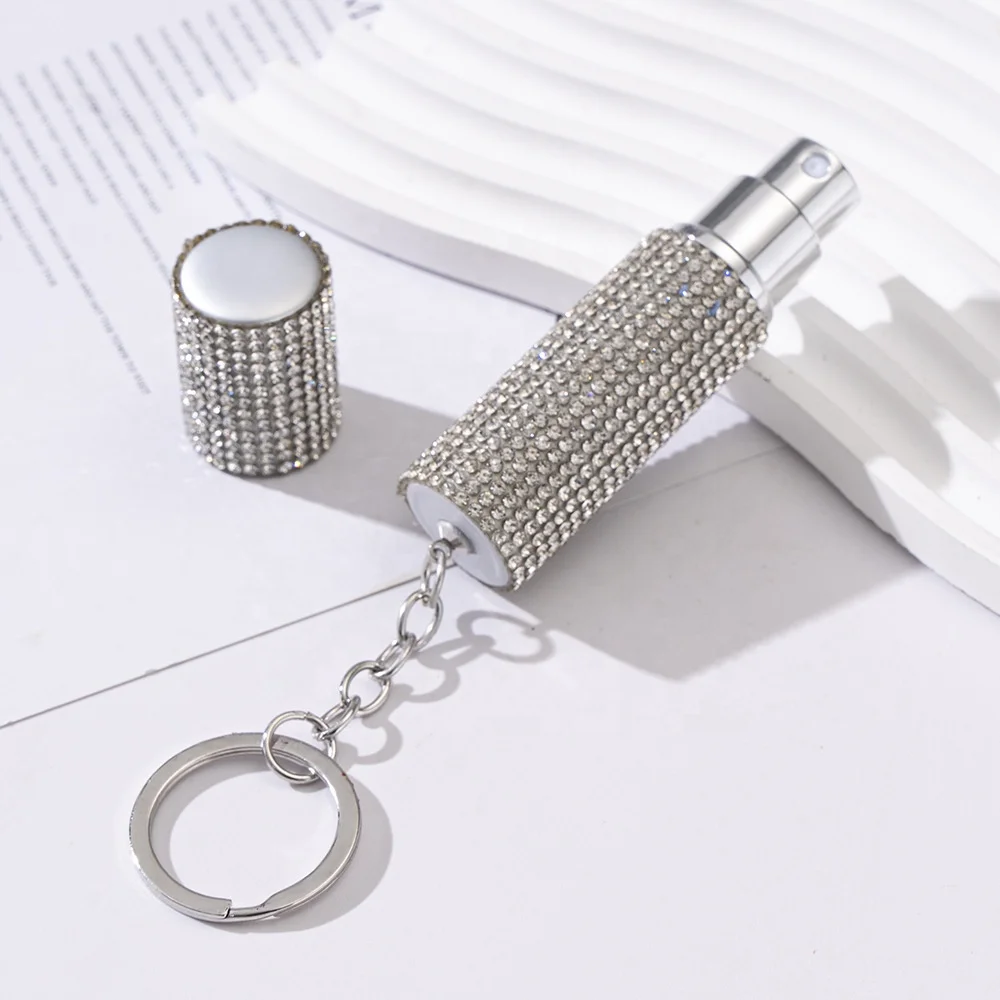 NEW 5ml Bling Glitter Perfume Bottle Keychain Rhinestone Self-defense ...
