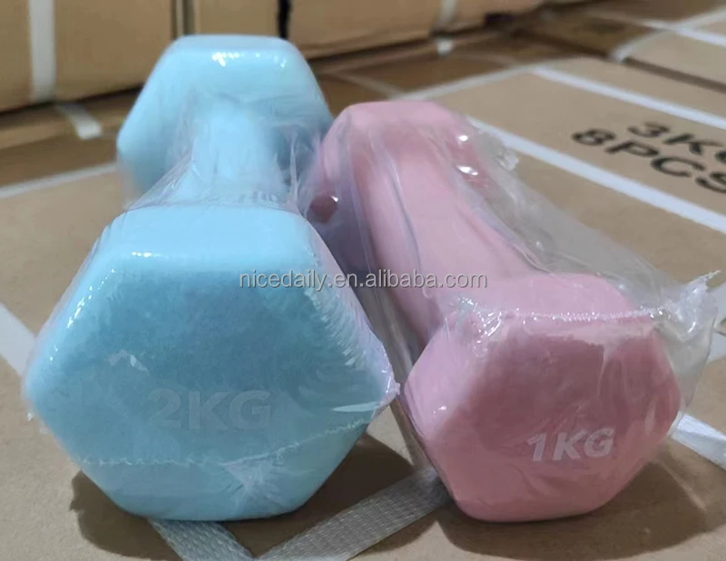 Gym Fitness 1kg 2kg 3kg 4kg Custom Weights Colored Pvc Coated Dumbbells ...