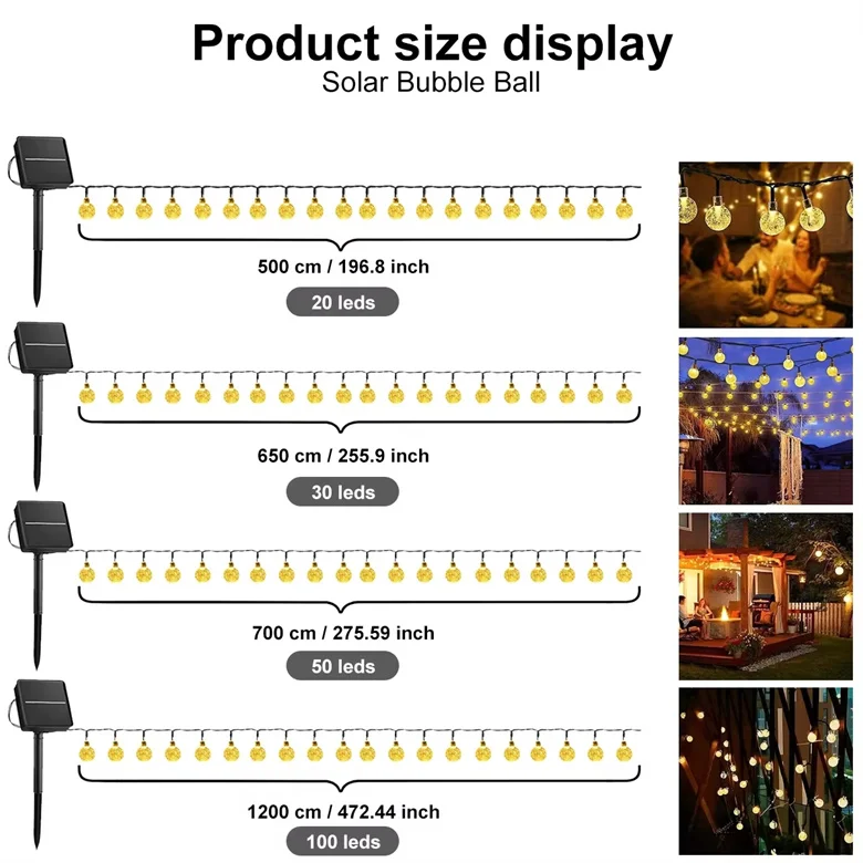 8 Modes Solar Globe String Lights - Perfect for Festive Decor