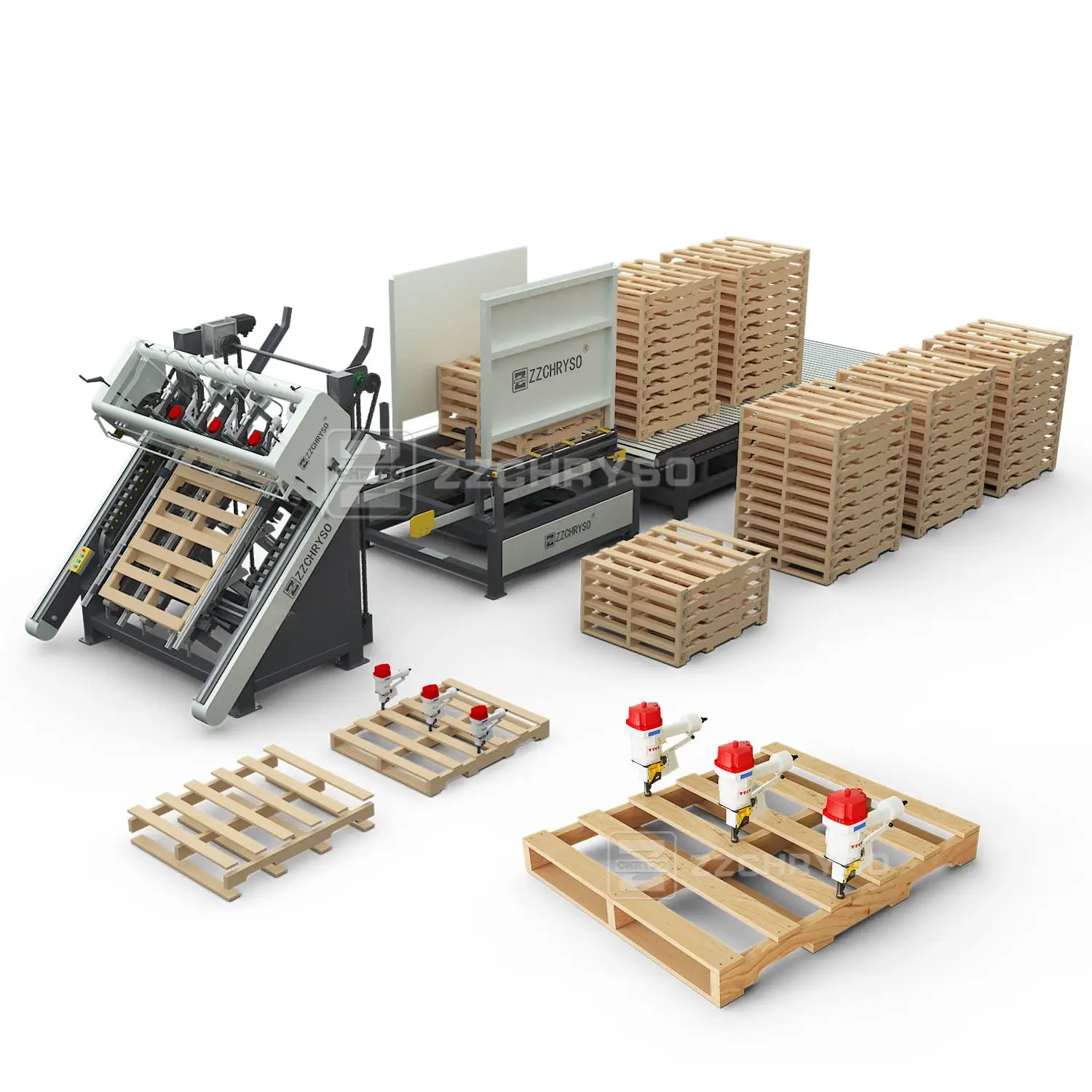 Wood Pallet Machine - Efficient Line Production Pallet Nailing