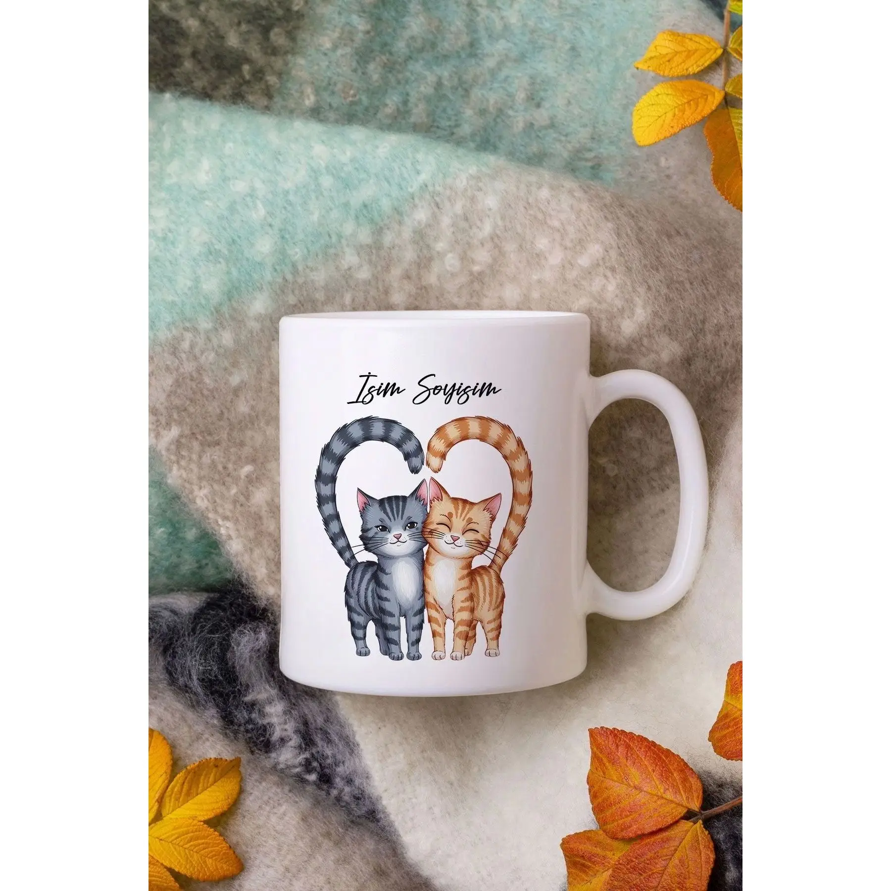 Series 11 Cat Designed Tall Clay Mug Hand Painted Modern Cartoon Style ...