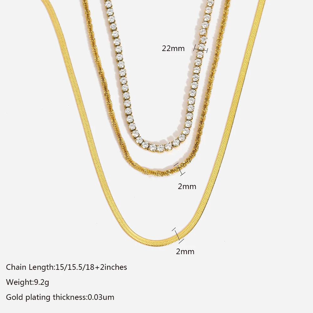 Stylish Necklace Jewelry Women - Three Layer Diamond Chain