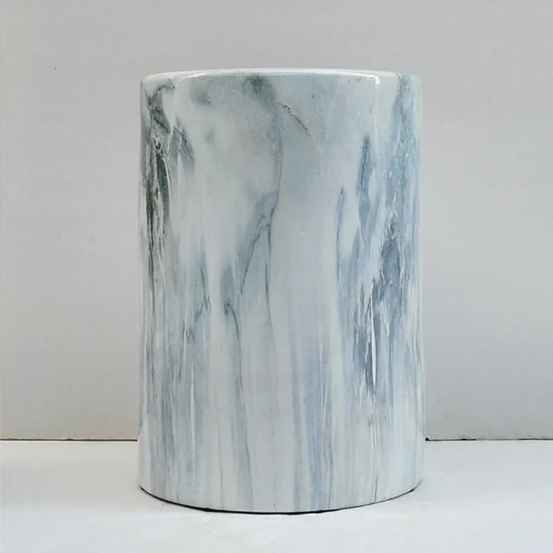 New Chinese Style Ceramic Drum Stool Marble Pattern Ottoman Footstool ...
