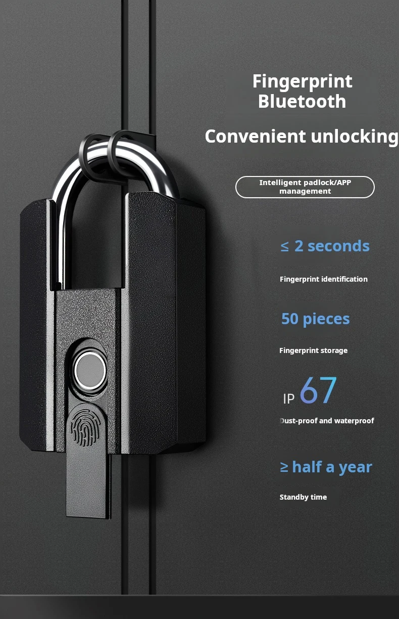 High Quality Finger Print Lock Padlock Dustproof Waterproof Unique ...