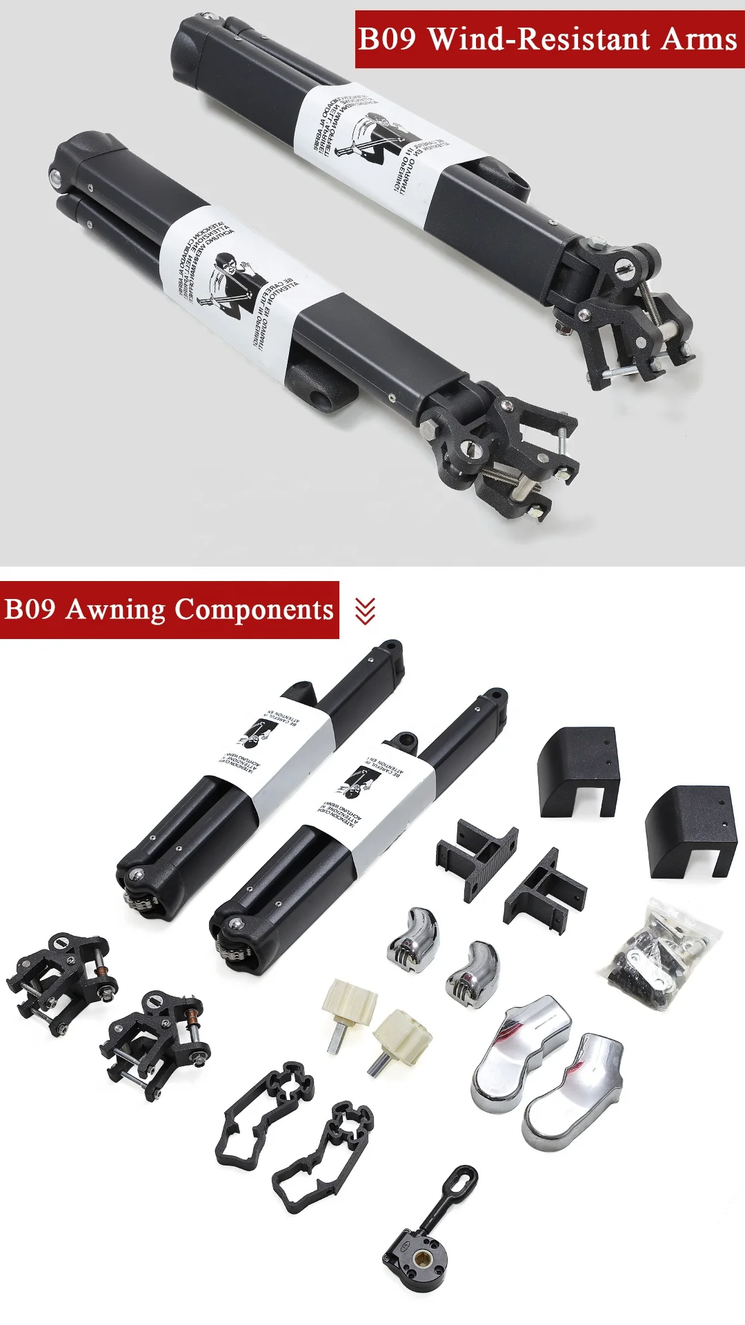 Aluminum Arms Set And Roller Tubes Gear Box Hand Crank Wall Brackets ...
