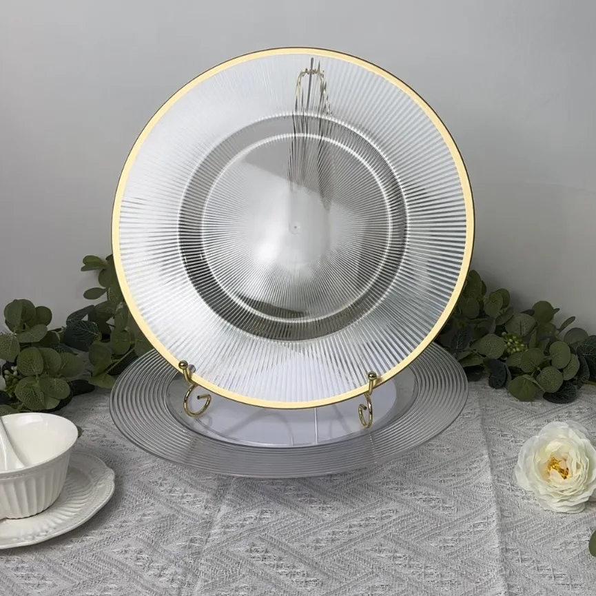Acrylic Clear Charger Plate With Gold Trim Plastic Charger Plates With ...