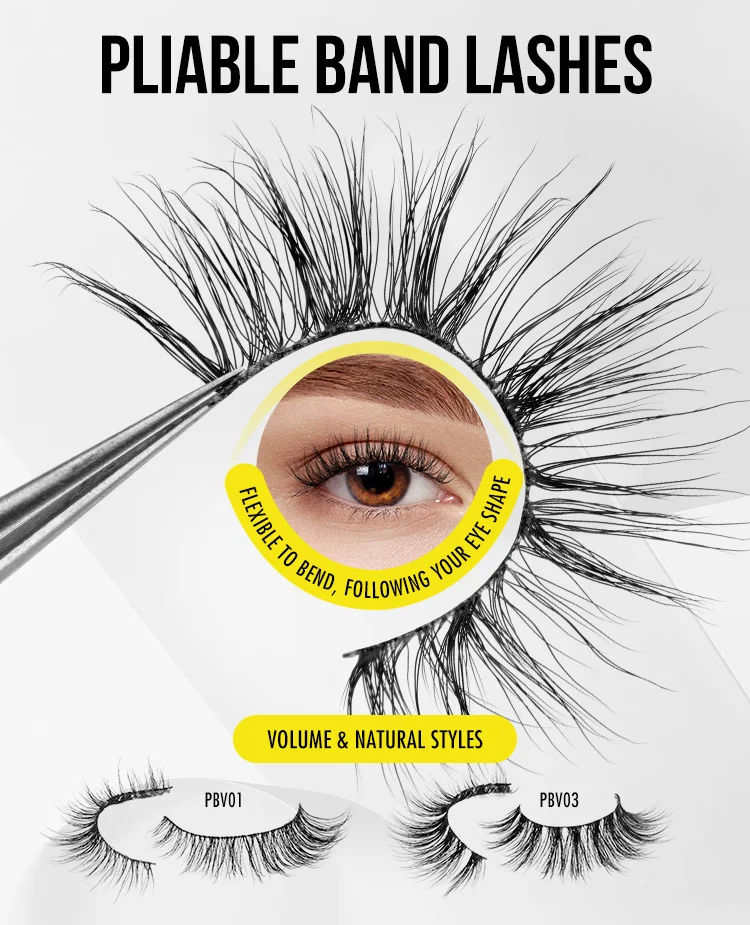 Custom Logo Pliable Band Russian Strip False Eyelashes Wholesale Full ...