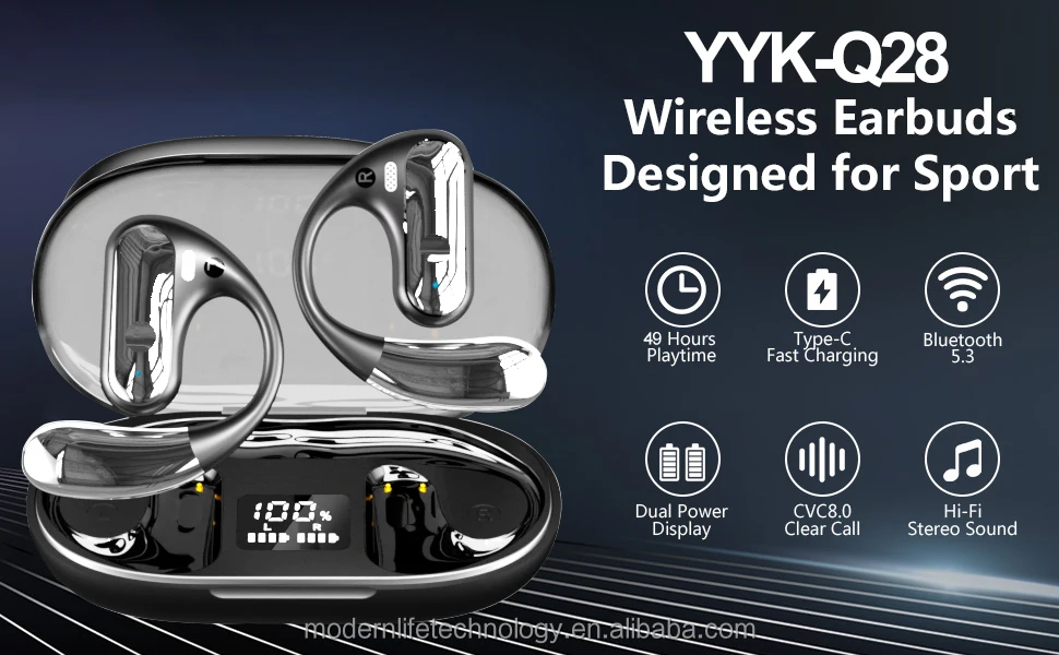 2024 New Product Yyk-q28 Open Ear Headphones Wireless Earbuds With Dual ...