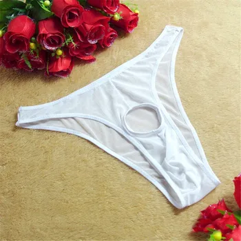Men Briefs T-back G-string Underwear Sexy Lingerie Thongs Panties Hole ...