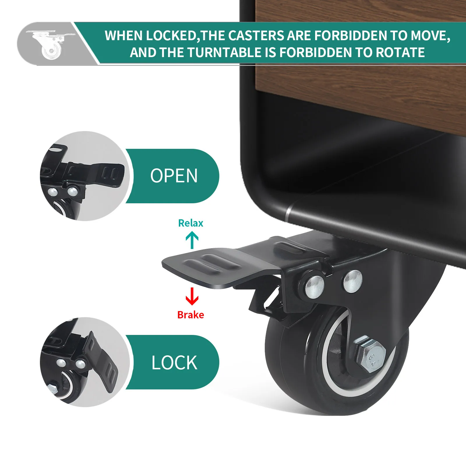 40mm 50mm Swivel Rubber Heavy Duty Caster Wheels - PU