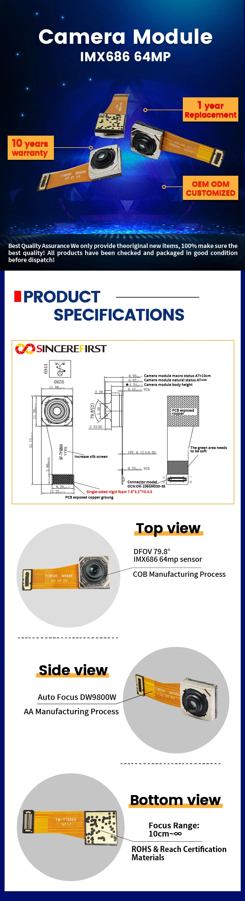 64mp Mipi Imx686相机模块mipi索尼传感器相机模块 - Buy Mipi摄像头模块,Imx686相机模块,64mp相机模块 ...