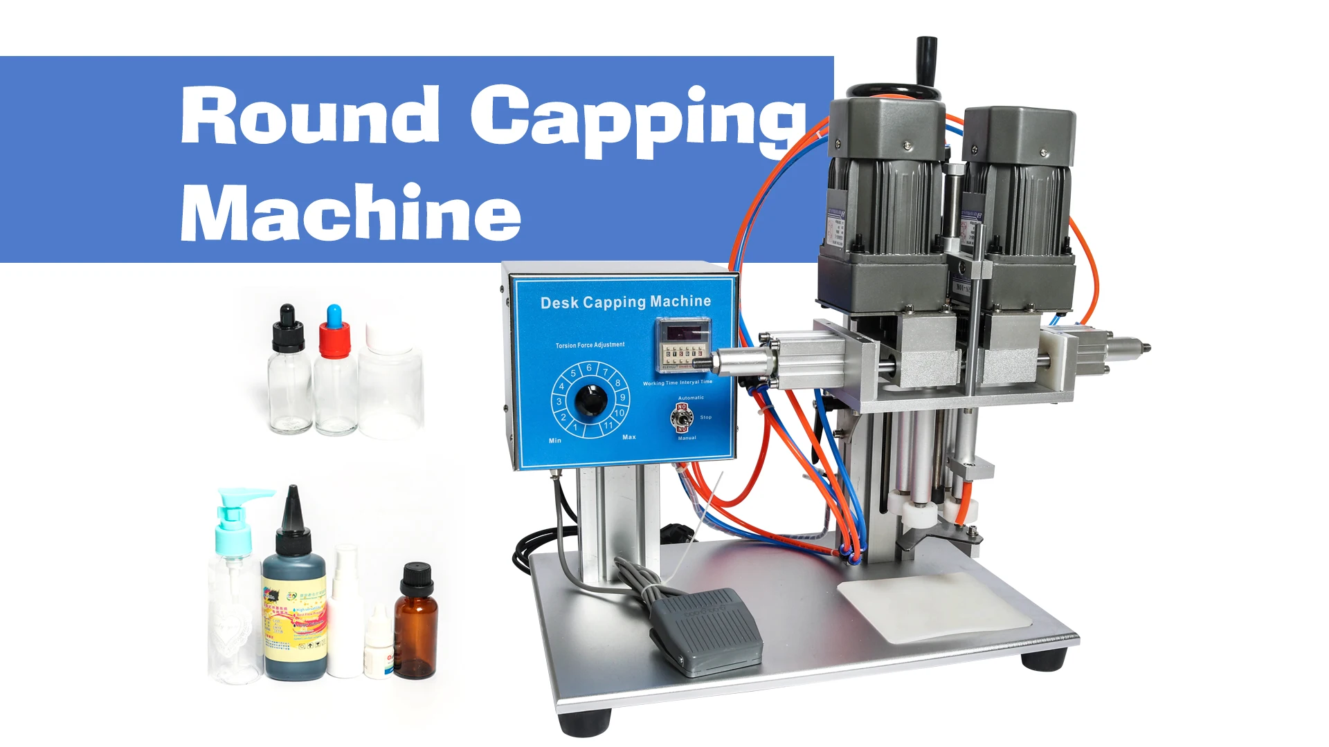 Zonesun Zs-xg6100 Semi-automatic Plastic Round Trigger Pump Head Bottle Cap Capper Screw Capping ...