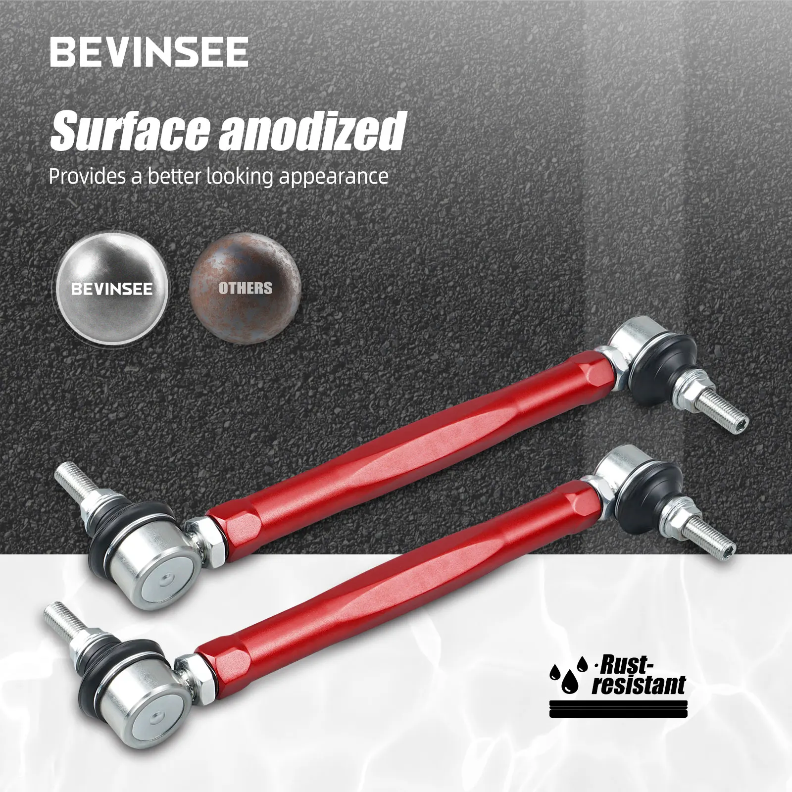 Bevinsee Aluminum Billet Adjustable Front Sway Bar End Link Kit For Bmw ...