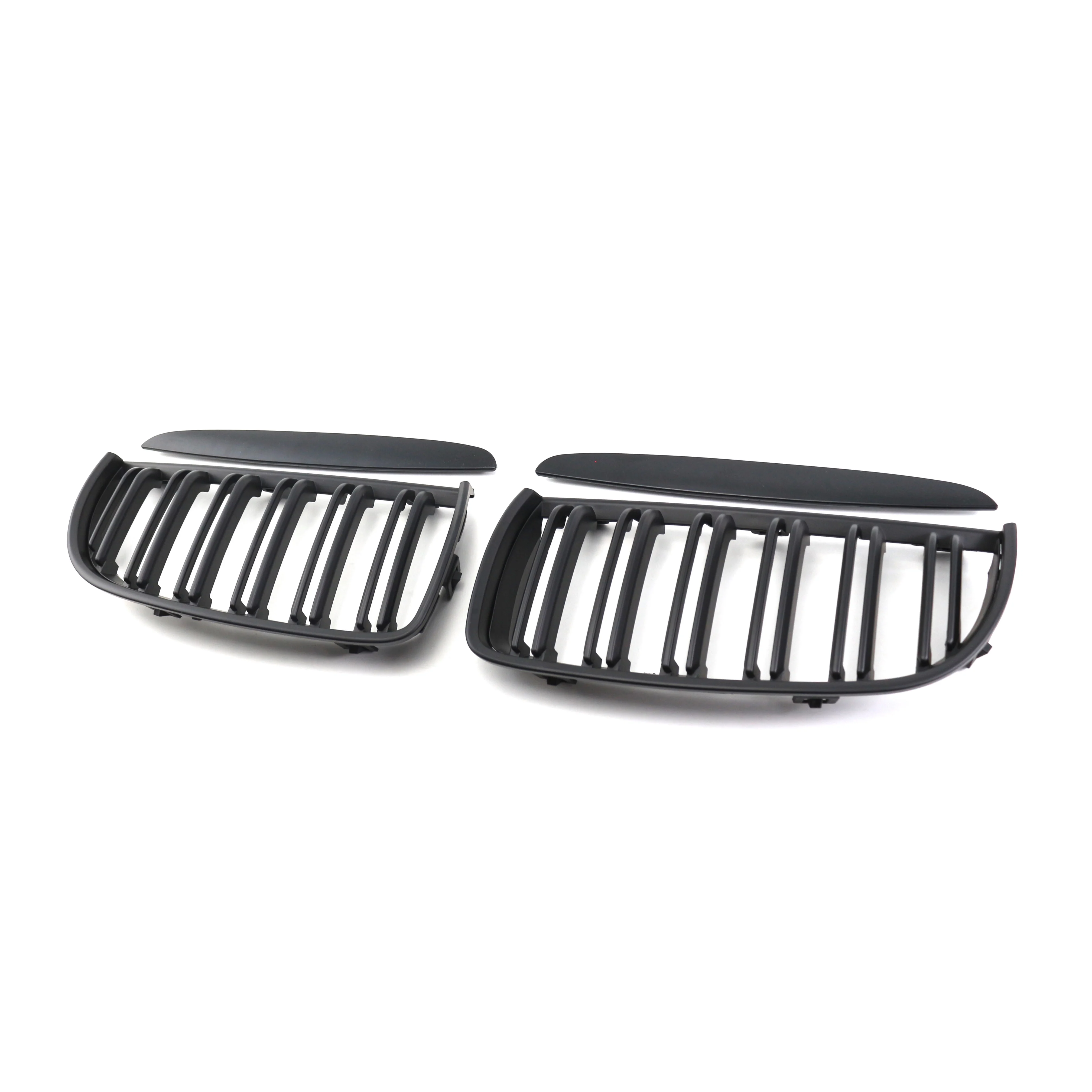 Car Front Bumper Grille Matte black Double Slat Line Front Grille ...