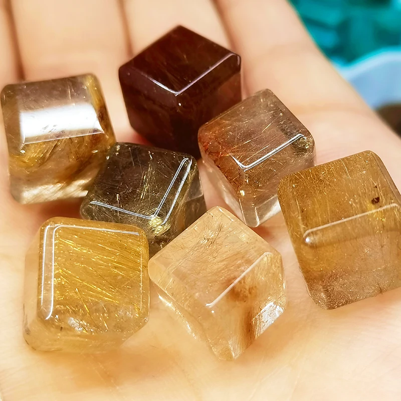 Natural Rutilated Crystal Cube High Quality Cube Carved In Rutile Small ...