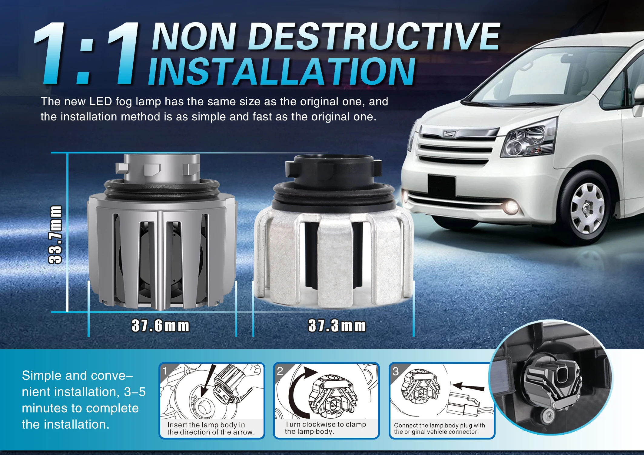 Car Daytime Running Light Fit For Toyota Hiace Led Drl Fg2 With Fan ...