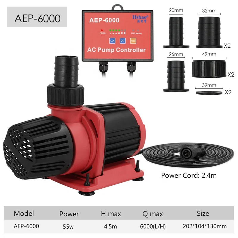 Adjustable Aquarium Sump Pump 6000l/h Marine Return Water Pumps ...