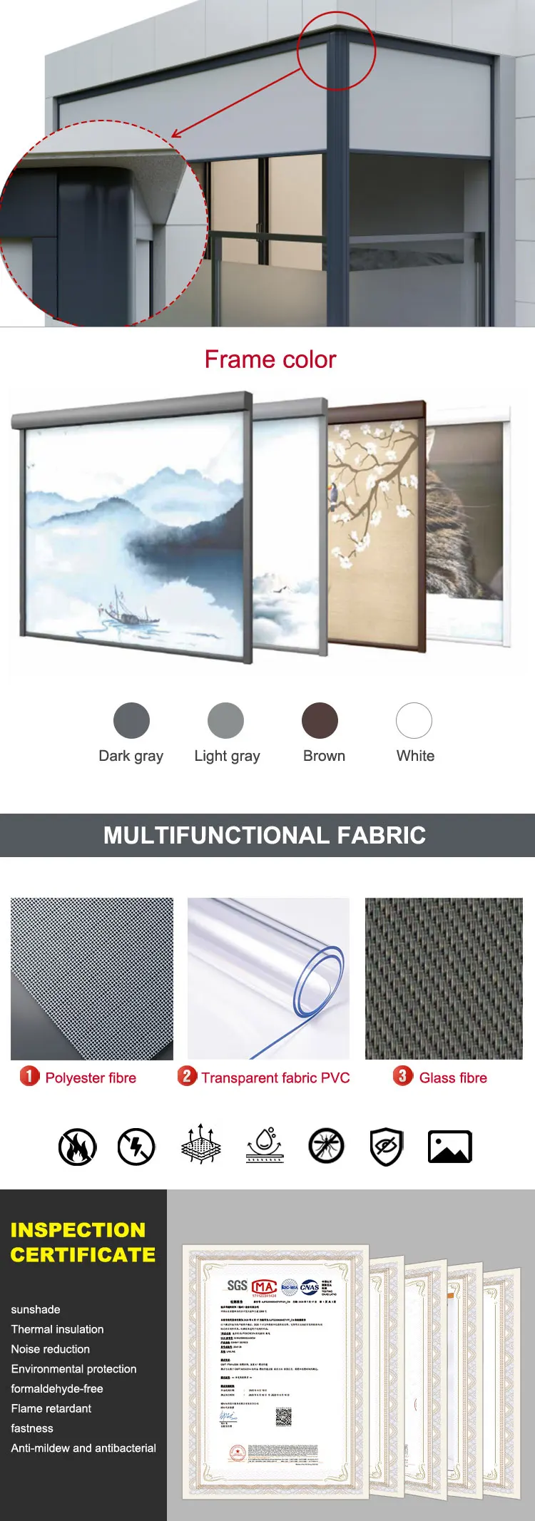 Cassette Sliding Panel Vertical Motorised Roll up Roller Total Blackout ...