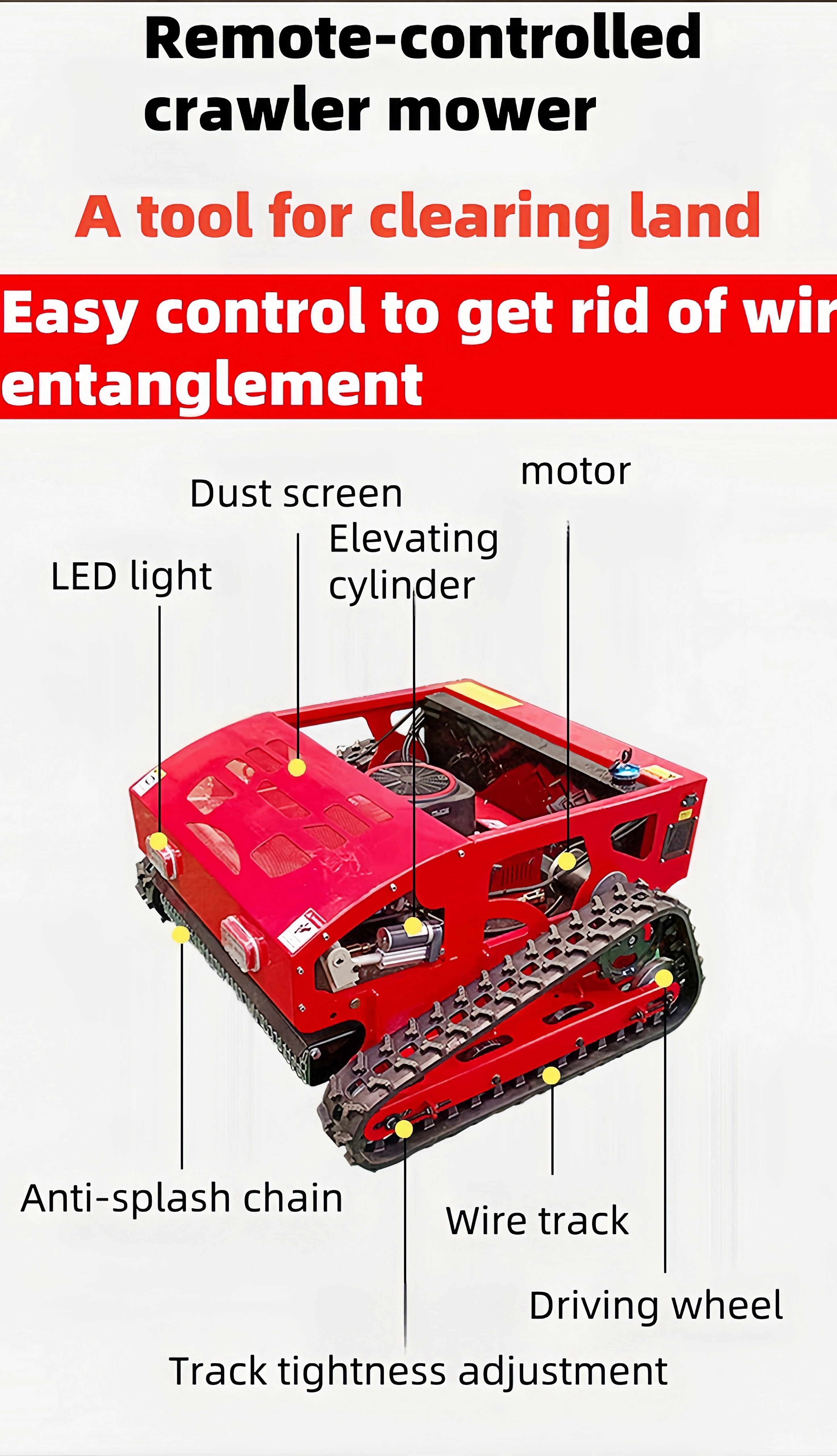 Industrial 4-Stroke Electric Crawler Lawn Mower - Remote Control