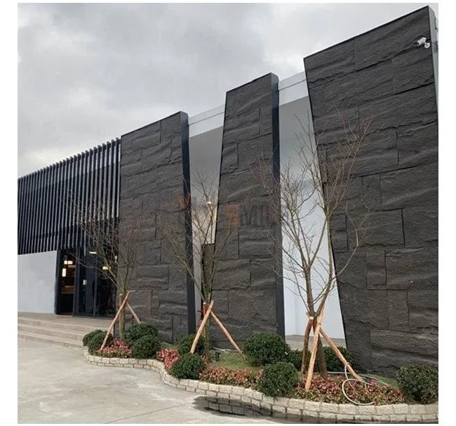 Factory direct Black Split rock wall panel pu stone panel wall cladding ...