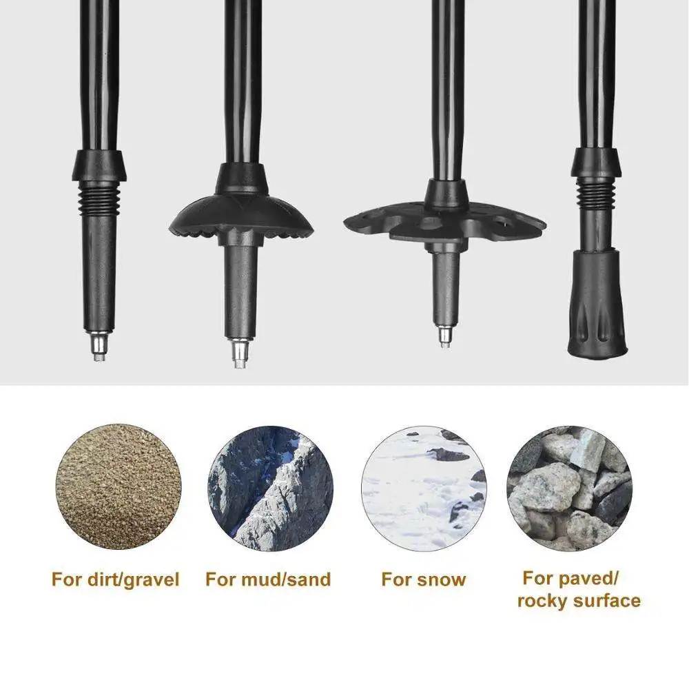 Aluminum Folding Retractable Clamp Mechanism Travel Crutches Trekking ...