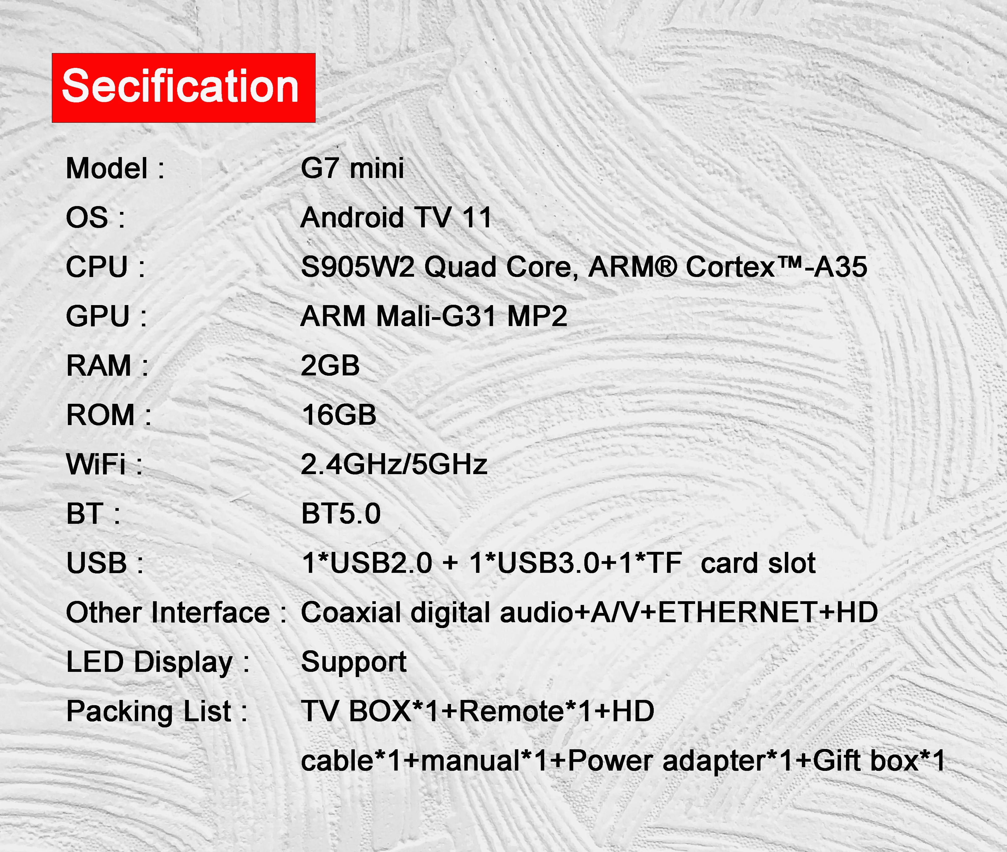 New Android 11 Atv Tv Box G7 Mini 4k Smart2.4ghz 5g Wifi 2gb Emcp 16gb Amlogic S905w2 Voice ...