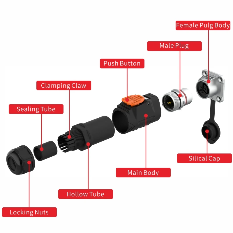 Circular Ip67 Waterproof Electrical Male Female Gold Plated Terminal ...