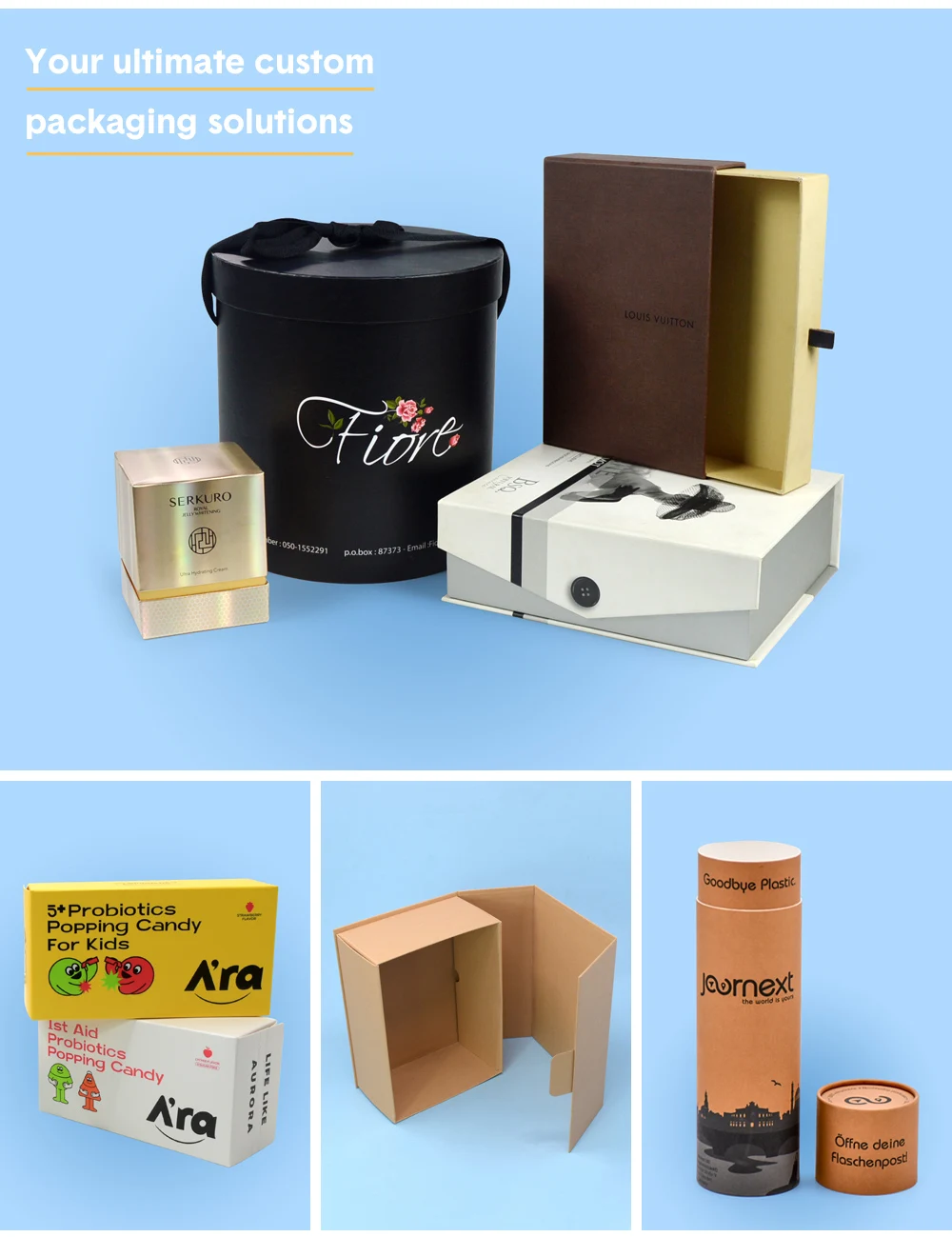 Luxury Rigid Blue Gold Hot Stamping Jewelry Storage Retail Luxury ...