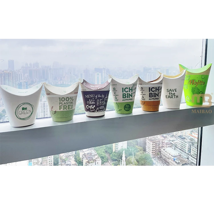8oz 12oz 21oz Paper Cup With Integrated Folding Lid Takeaway Folding ...