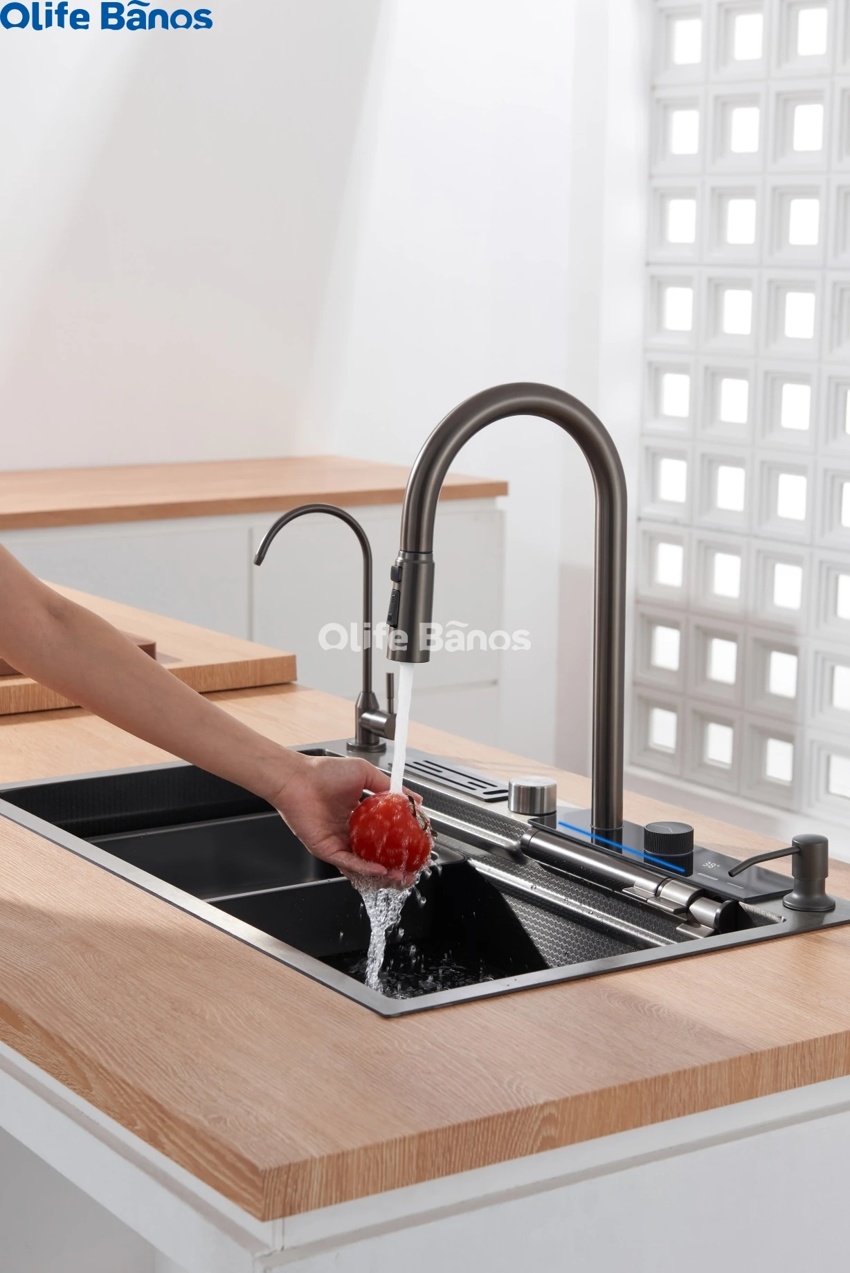 Olife Banos Tiktok Trend SUS 304 Led Digital Display Waterfall Faucet ...