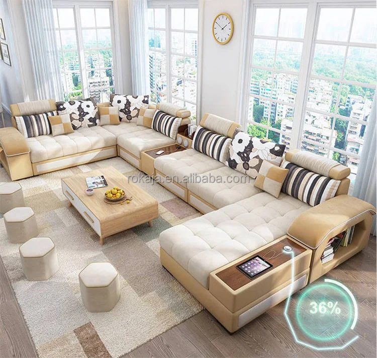 Luxury Modern L U Shaped Sofa Set For Living Room 3 4 5 7 Seater