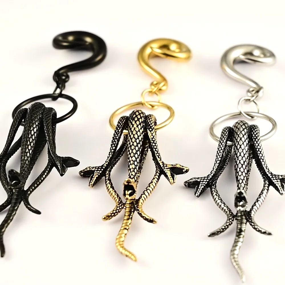 Evorte Punk Black Spider Ear Cuff Hanger Gauge Plug Dangle Tunnel Clip ...