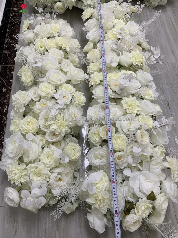 Qslh-cf163 Customized Cream Wedding Flower Row White Flower Runner ...