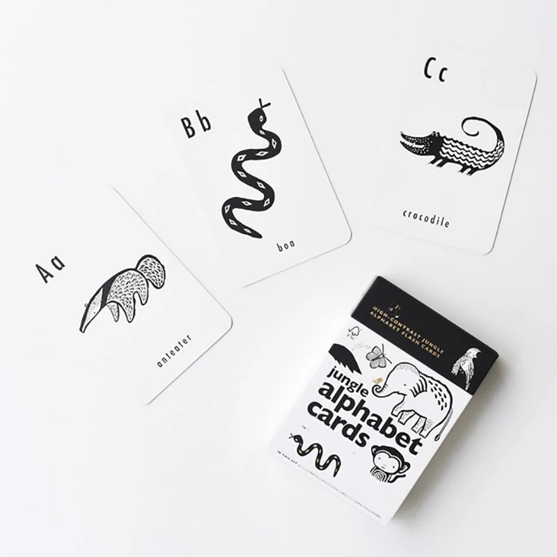 High Quality Black White Alphabet Flashcards Customizable Logo ...