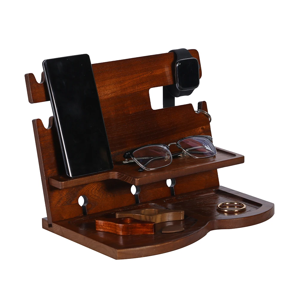 Custom Wooden Bamboo Desk Docking Station Universal Multi Smartphone ...