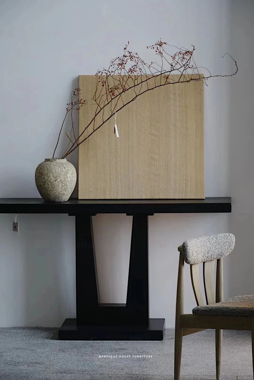 Japandi Living Room Furniture - Recycled Pine Wood Console Table