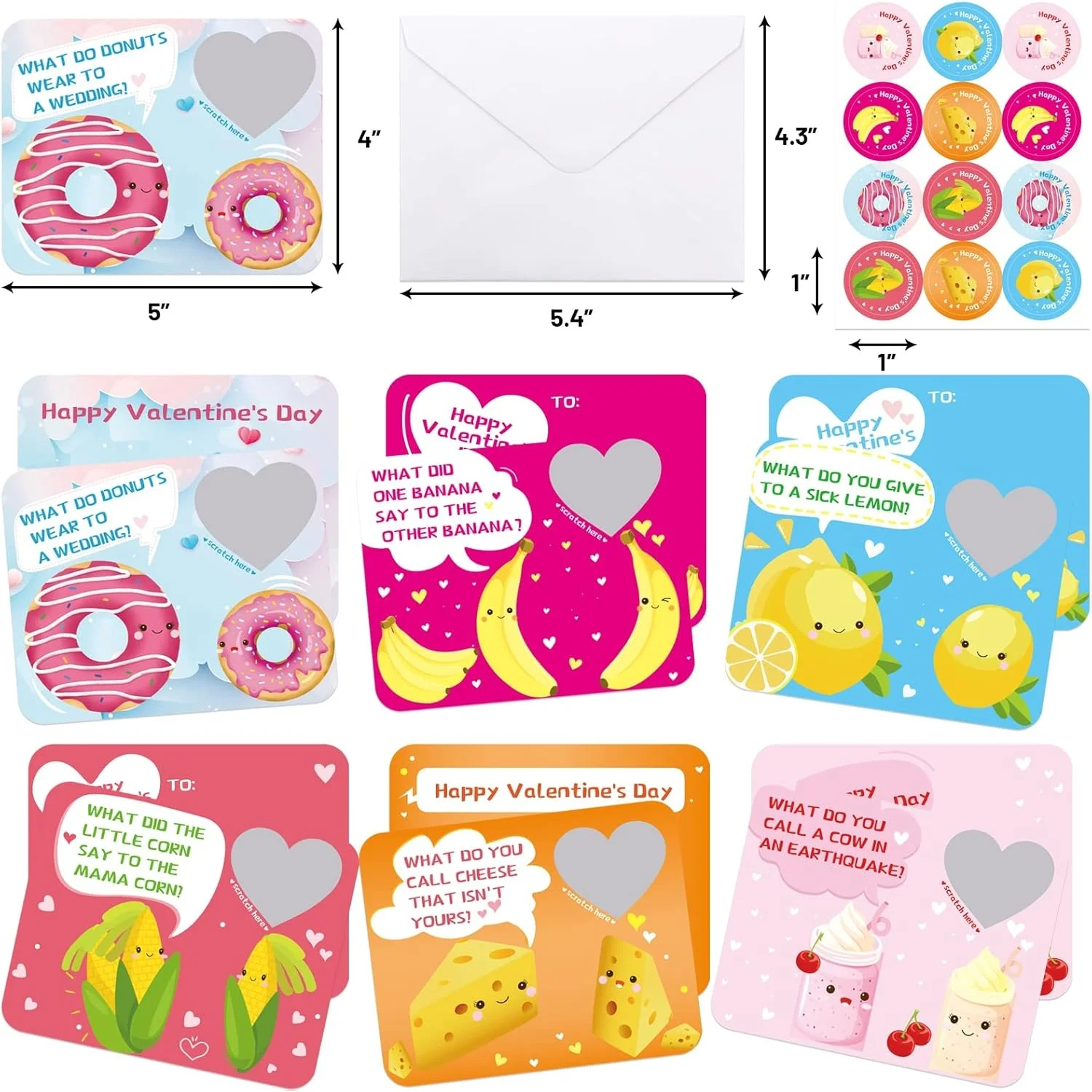 Valentines Day Cards Scratch Off Jokes for Kids Funny Notes with ...