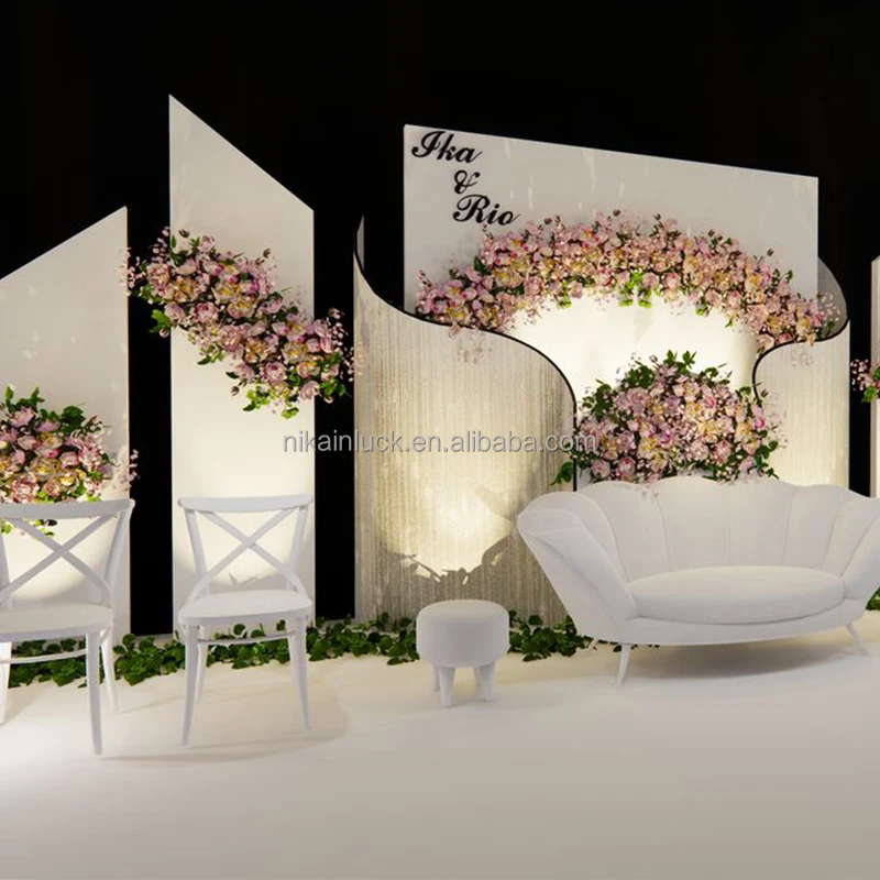 NIKA Custom Indoor Wedding Hall Backdrop Decoration White Metal ...