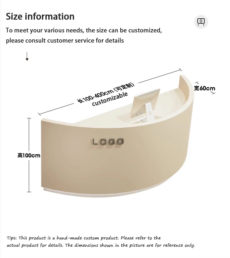 Luxury Reception Desk - Half Circle White Design