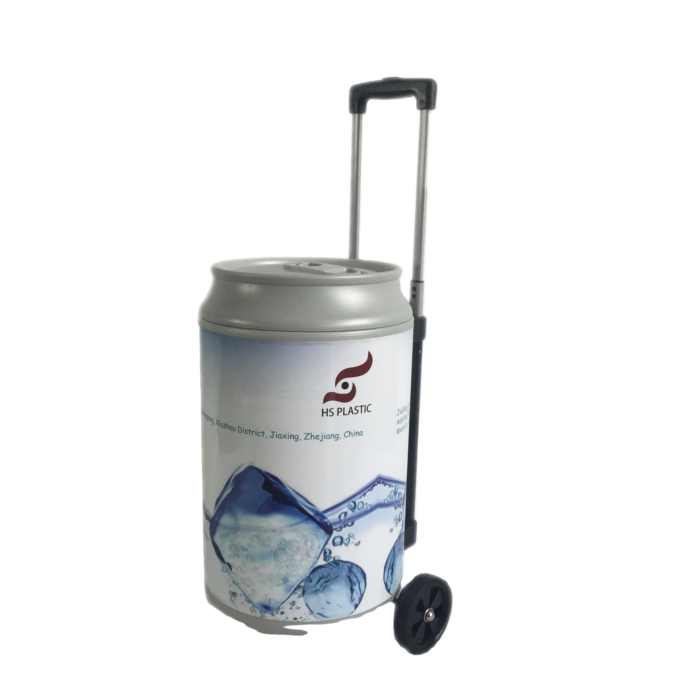 Hs Plastic Can Shape Cooler Box With Trolley Wheels For Ice Cooler ...