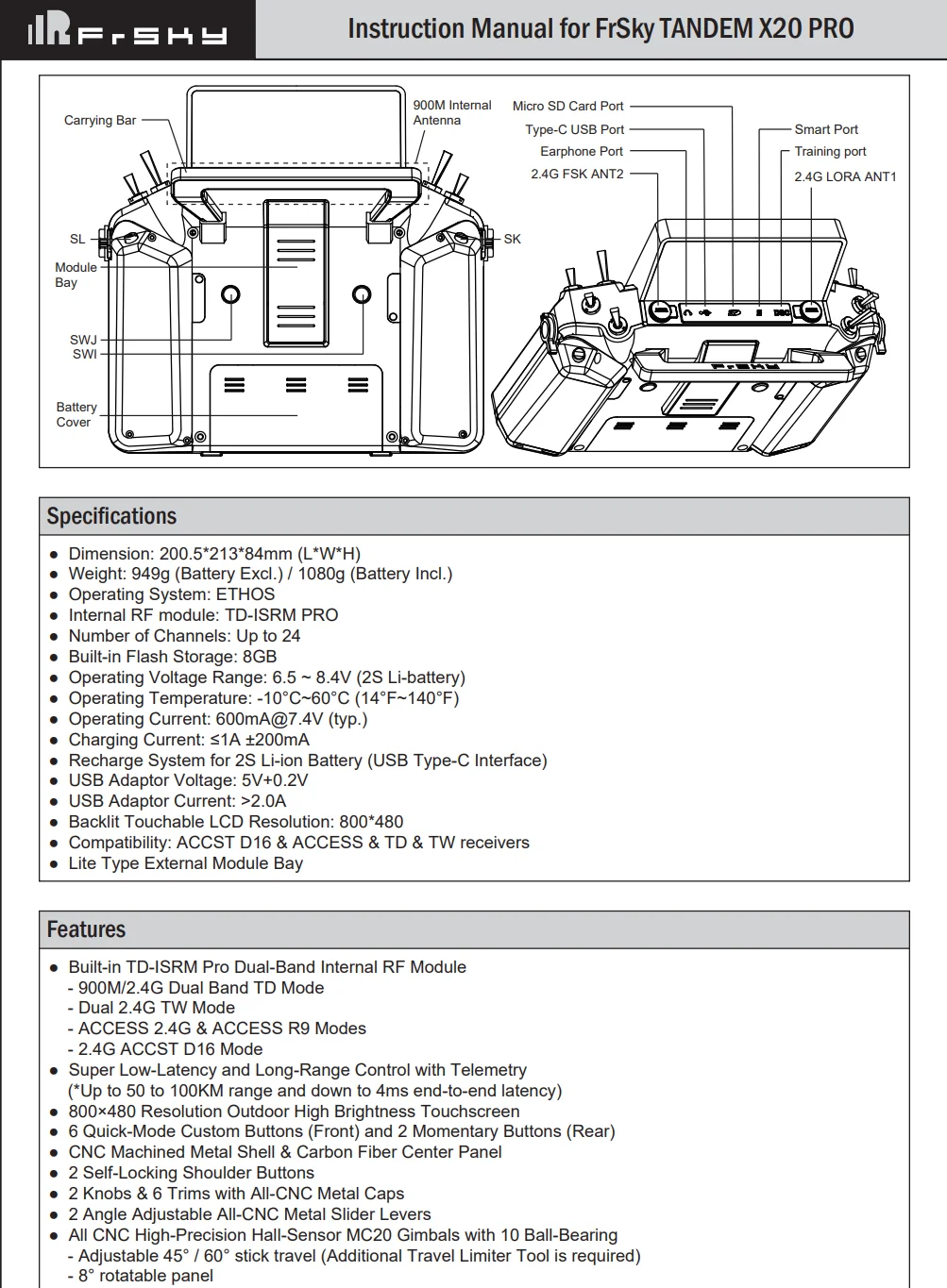 Frsky Ethos Tandem X20 Pro Combo - Low-Latency Control