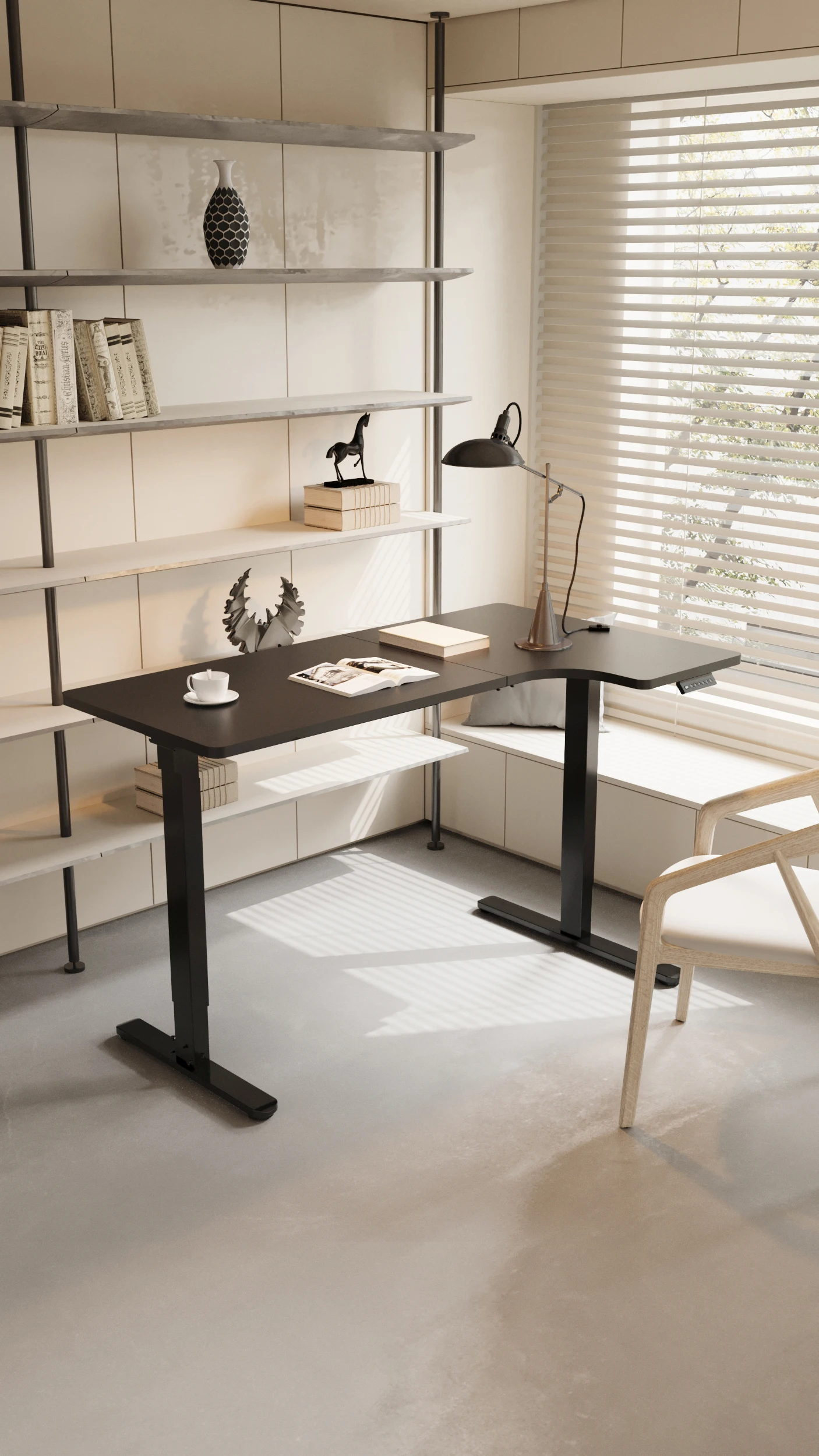 V-mounts Ergofusion Modern Height Adjustable Desk With L-shaped Desktop ...