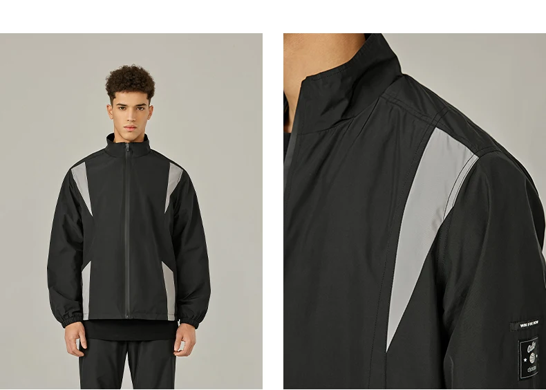 Custom Men's Waterproof Polyester Windbreaker Jacket With Zip In Black ...