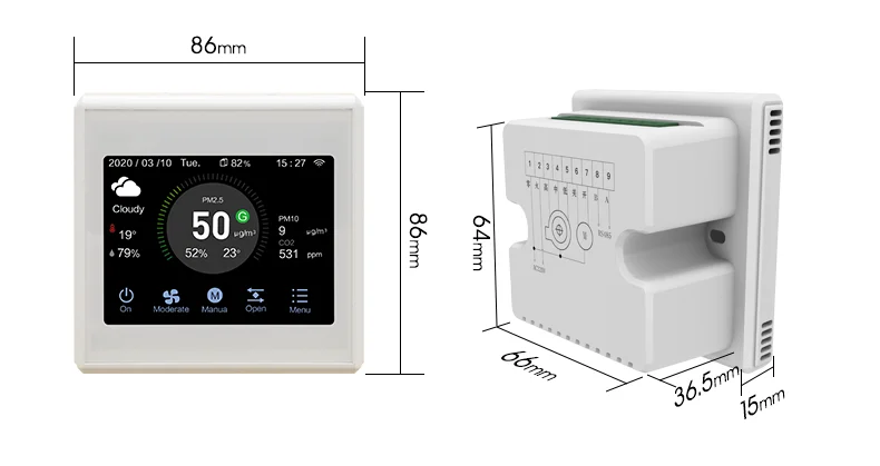 Hvac Fcu Air Monitor Wifi Rs485 Modbus Thermostat Smart Digital Room ...