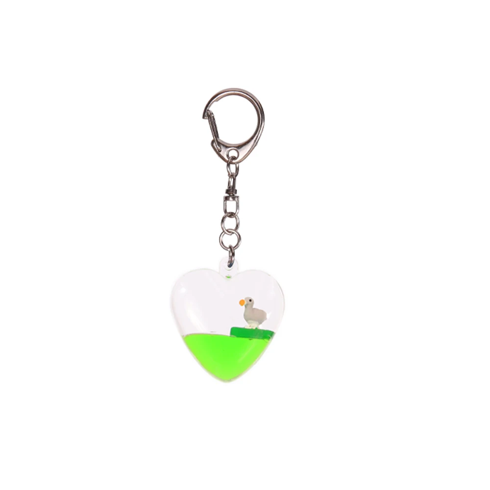 Heart Acrylic Liquid Key Chain with Custom Glitter & 3D Fish