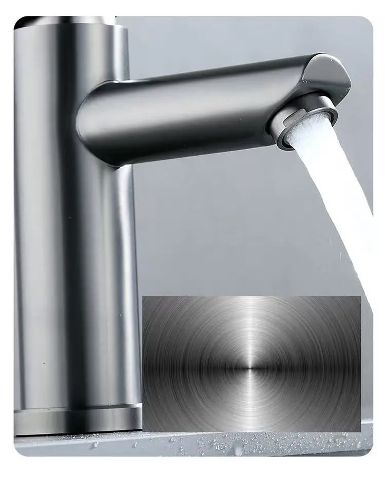 Modern Gun Gray Stainless Steel Bathroom Faucet Single Handle Ceramic ...