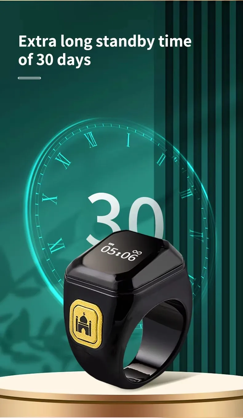 Prayer Time Reminder Electronic Digital Smart Ring Tasbih Islam Muslim ...